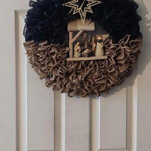 Christmas Spirit Burlap Nativity Light up Wreath. Made to Order - Etsy