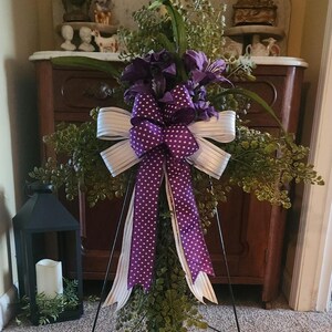 Rope Graveside Cross With Ribbon & Flowers - Memorial Decoration With ...