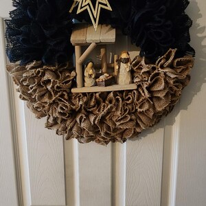 Christmas Spirit Burlap Nativity Light up Wreath. Made to Order - Etsy