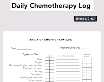 Symptom Log Printable Chemotherapy, Daily Chemo Tracker, Cancer ...