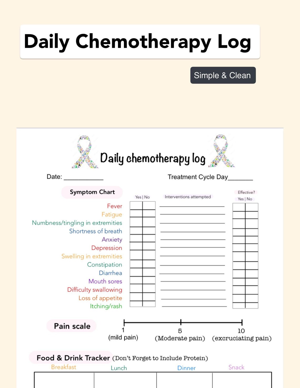 Chemotherapy Symptom Tracker: Daily Cancer Treatment Log (PDF) - Etsy