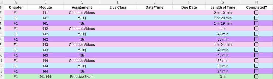 Customizable FAR Becker CPA Exam Study Timeline - Etsy
