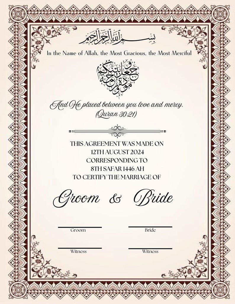 Editable Luxury Nikkah Digital Template - Etsy