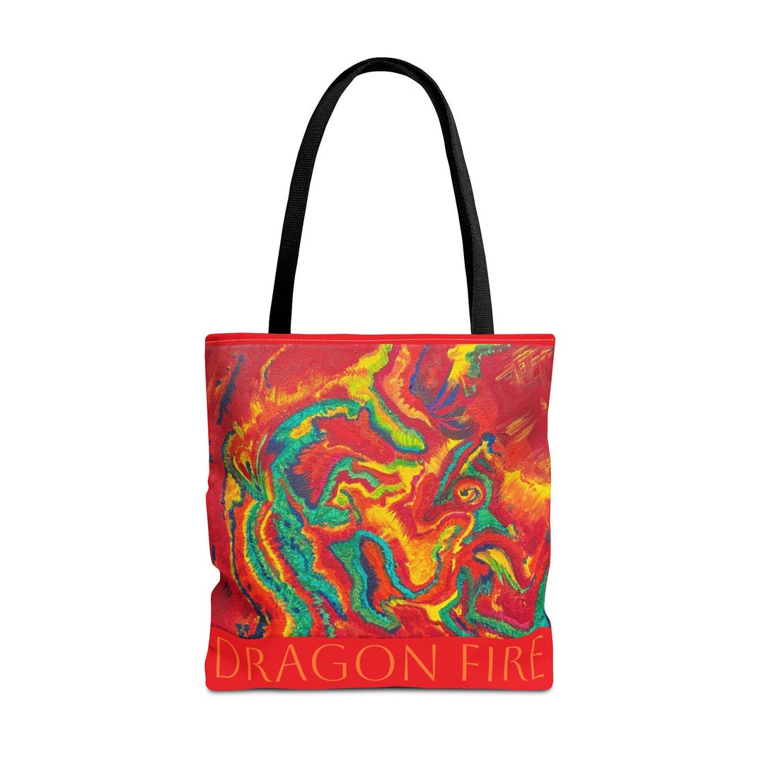 Dragon Fire Tote Bag Hand Painted Design by Pam Hill, Local Artist in ...