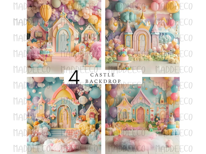 Fairy Tale Castle Digital Backdrop, Pink Enchanted Princess Birthday ...