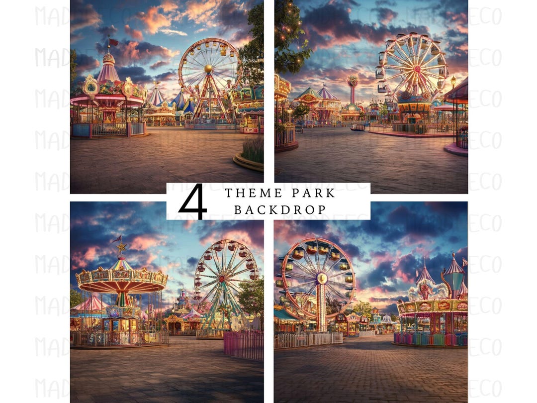 Theme Park Digital Backdrop, Amusement Park Digital Background ...