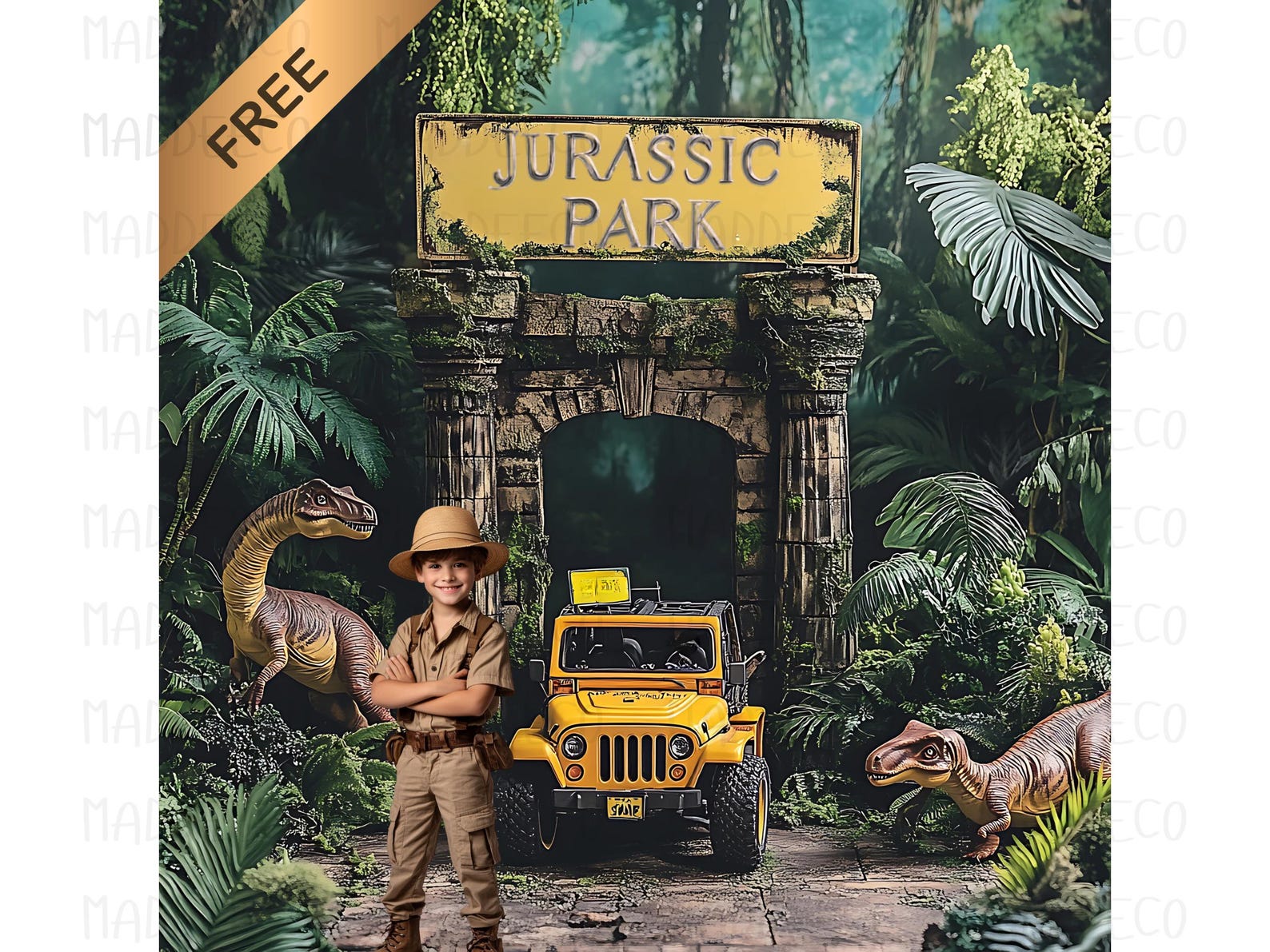 Jurassic Park Digital Backdrop, Dinosaur Birthday Party Background ...