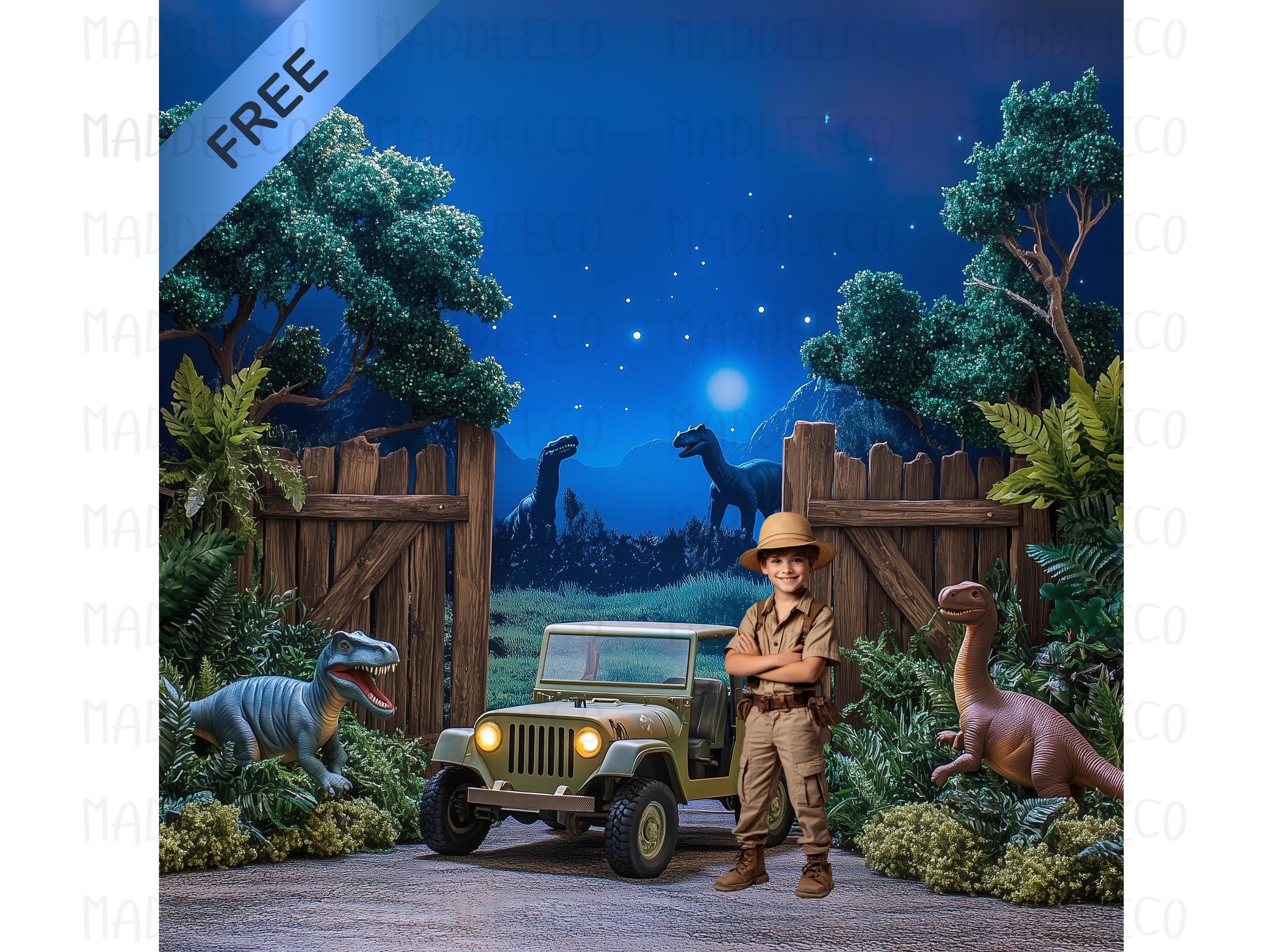 Jurassic Park Digital Backdrop, Dinosaur Birthday Party Background ...
