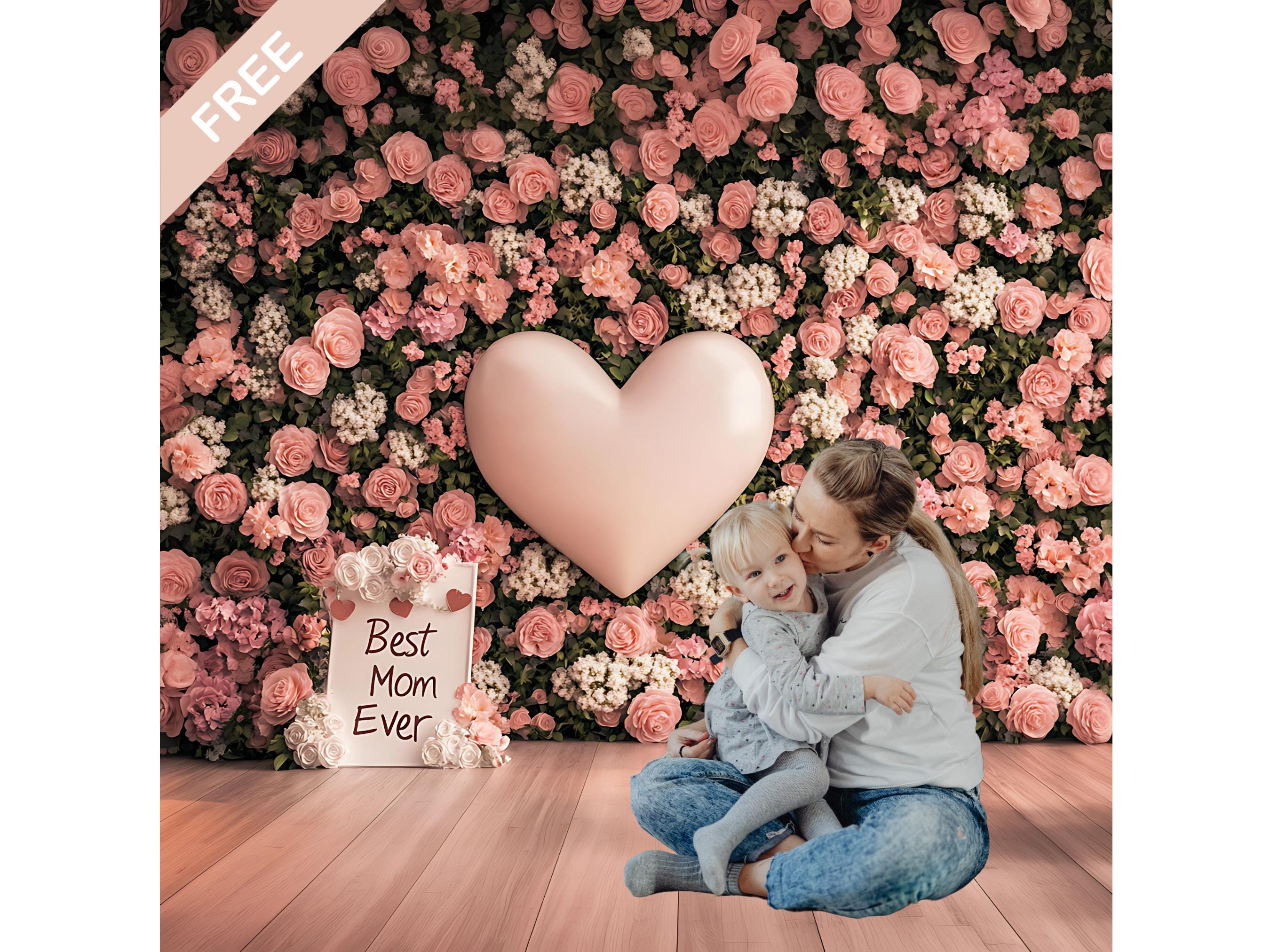 Mother’s Day Digital Backdrop, Best Mom Ever Background, Pink Roses ...