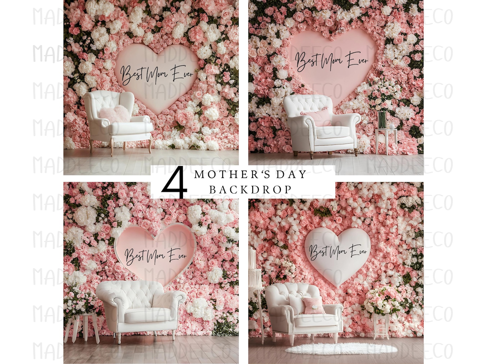 Mother’s Day Digital Backdrop, Best Mom Ever Background, Pink Roses ...