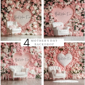 Mother’s Day Digital Backdrop, Best Mom Ever Background, Pink Roses ...
