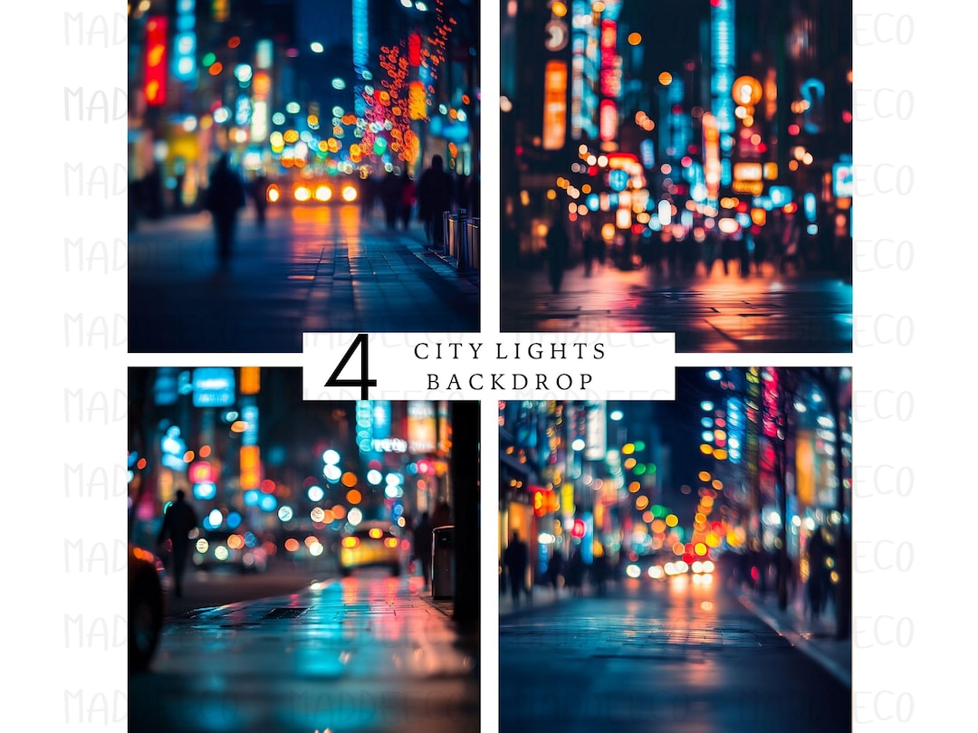 City Lights Digital Backdrop, Digital Background for Photography ...