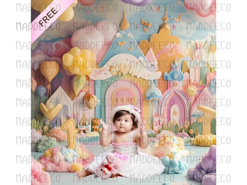 Fairy Tale Castle Digital Backdrop, Pink Enchanted Princess Birthday ...