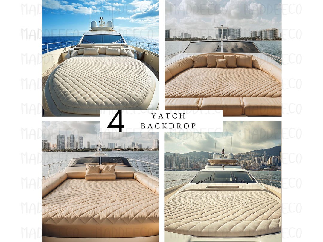 Luxury Yacht Digital Backdrop With Beige Couch, Nautical Ocean View ...