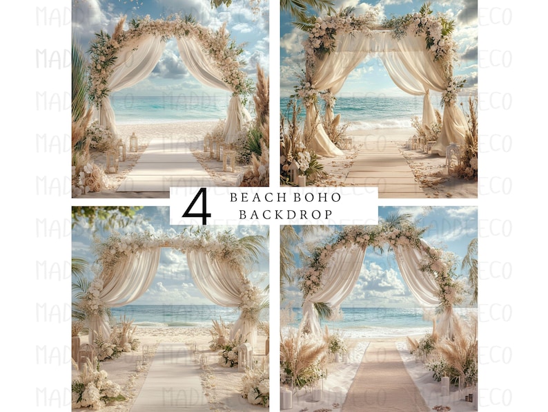 Beach Boho Digital Backdrop, Beach Boho Arch Background, Beach Side ...