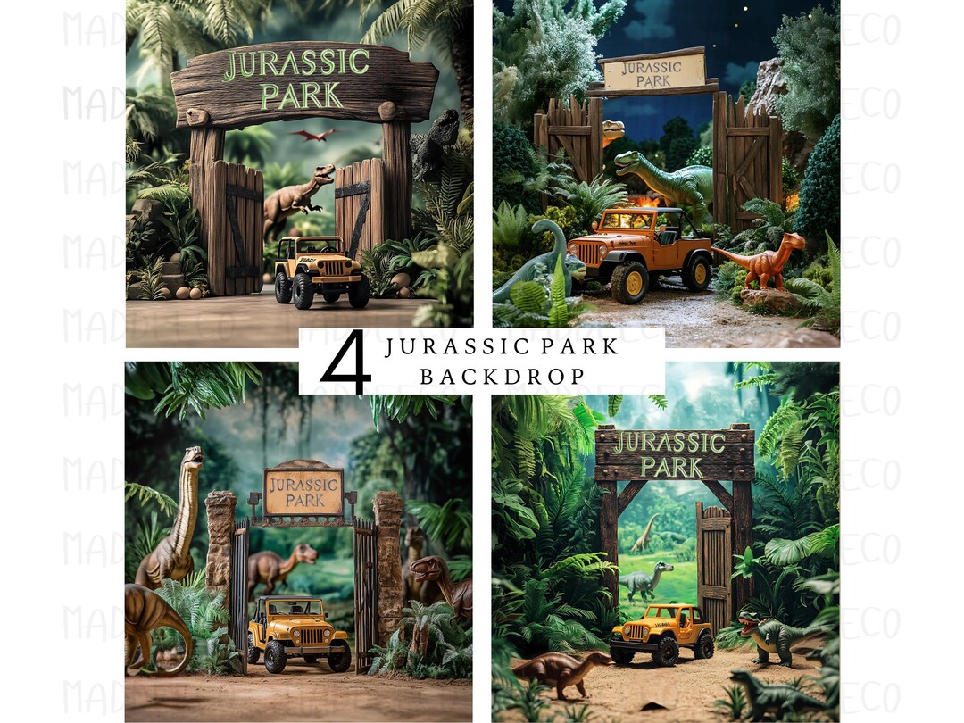 Jurassic Park Digital Backdrop, Dinosaur Birthday Party Background ...