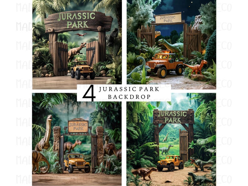 Jurassic Park Digital Backdrop, Dinosaur Birthday Party Background ...