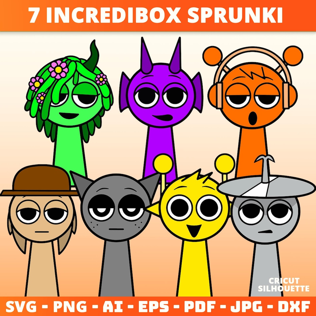 7 Sprunki SVG PNG Shirt Design Files for Cricut & Silhouette | Layered ...