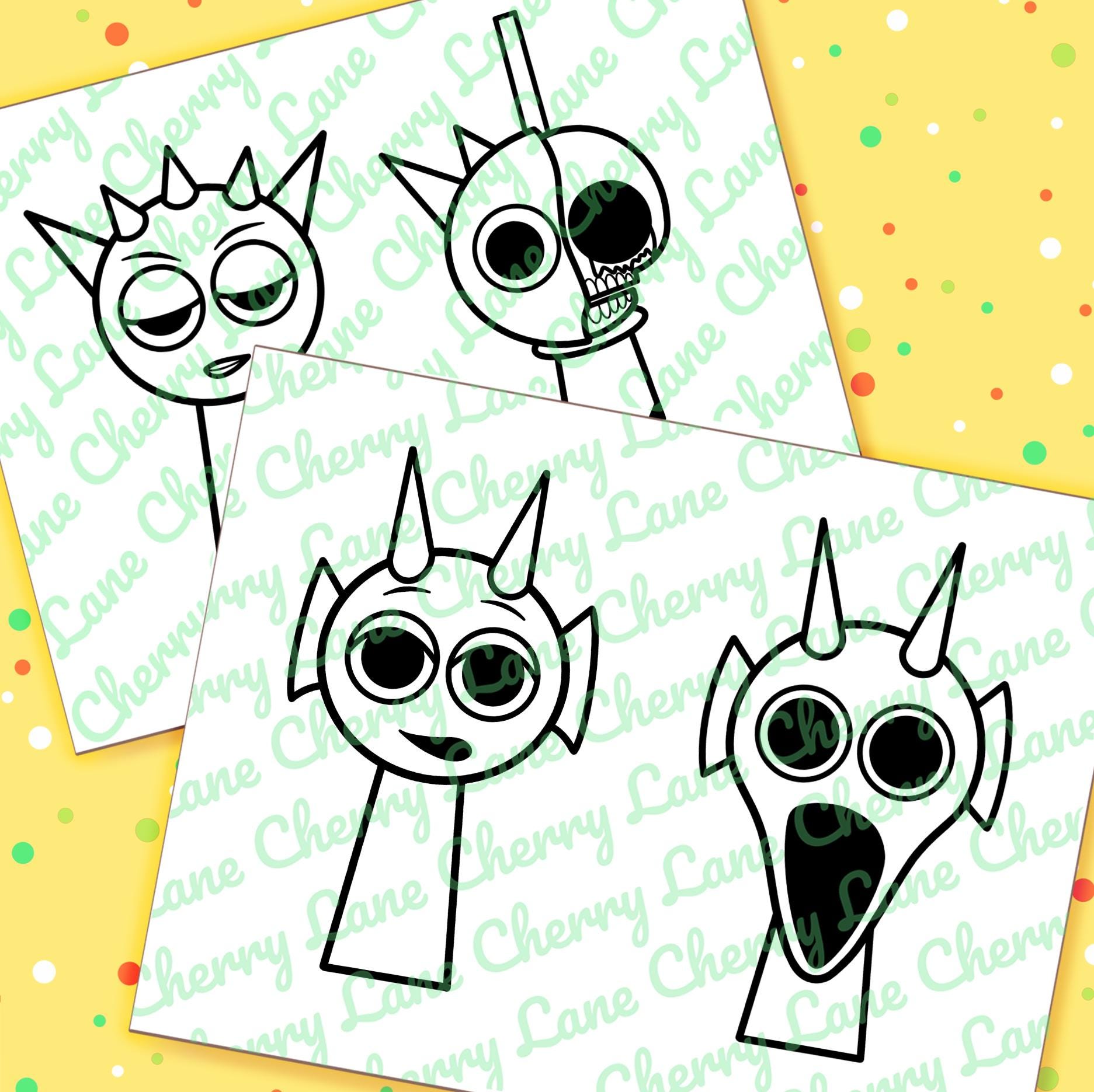8 Sprunki Coloring Pages for Kids Oren Vineria Durple Simon Raddy ...