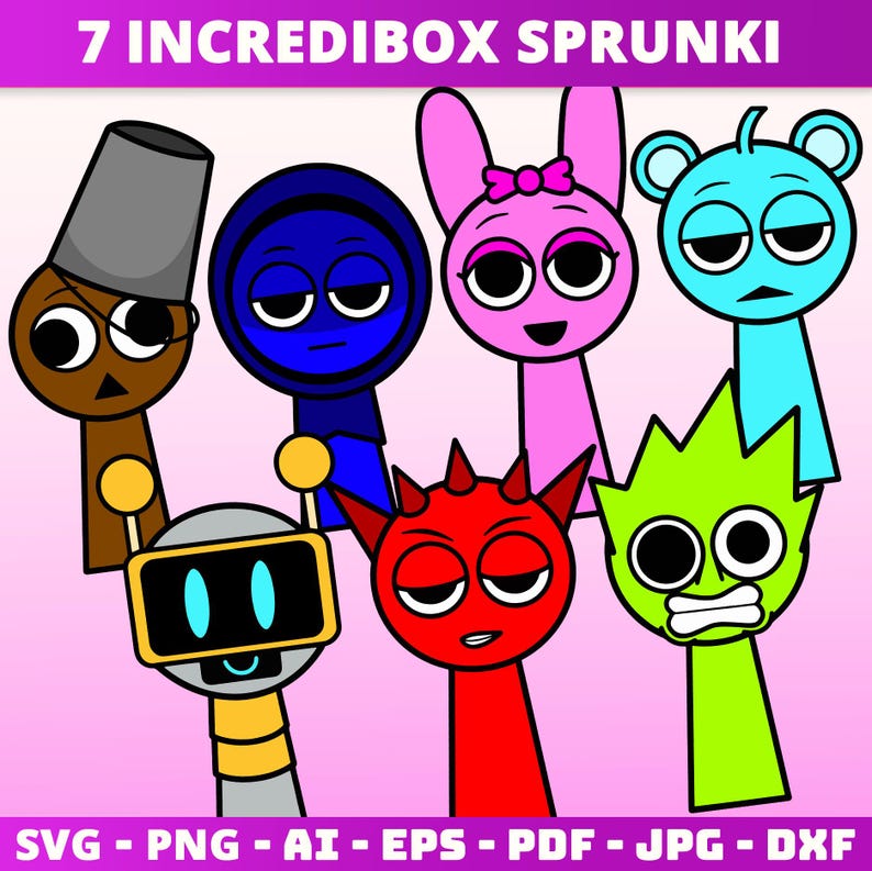 7 Sprunki SVG PNG Shirt Design Files for Cricut & Silhouette | Layered ...