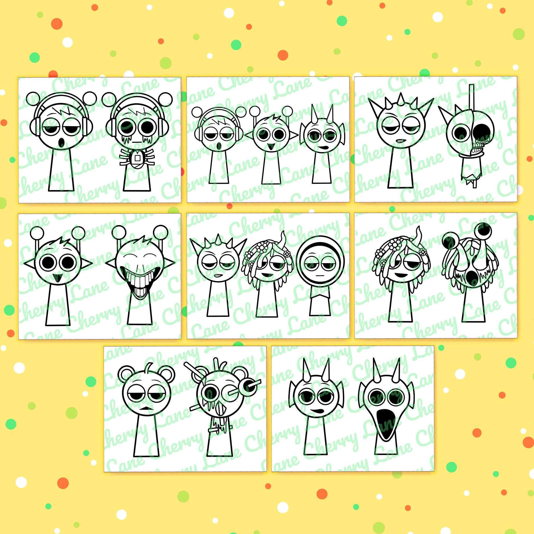 8 Sprunki Coloring Pages for Kids Oren Vineria Durple Simon Raddy ...