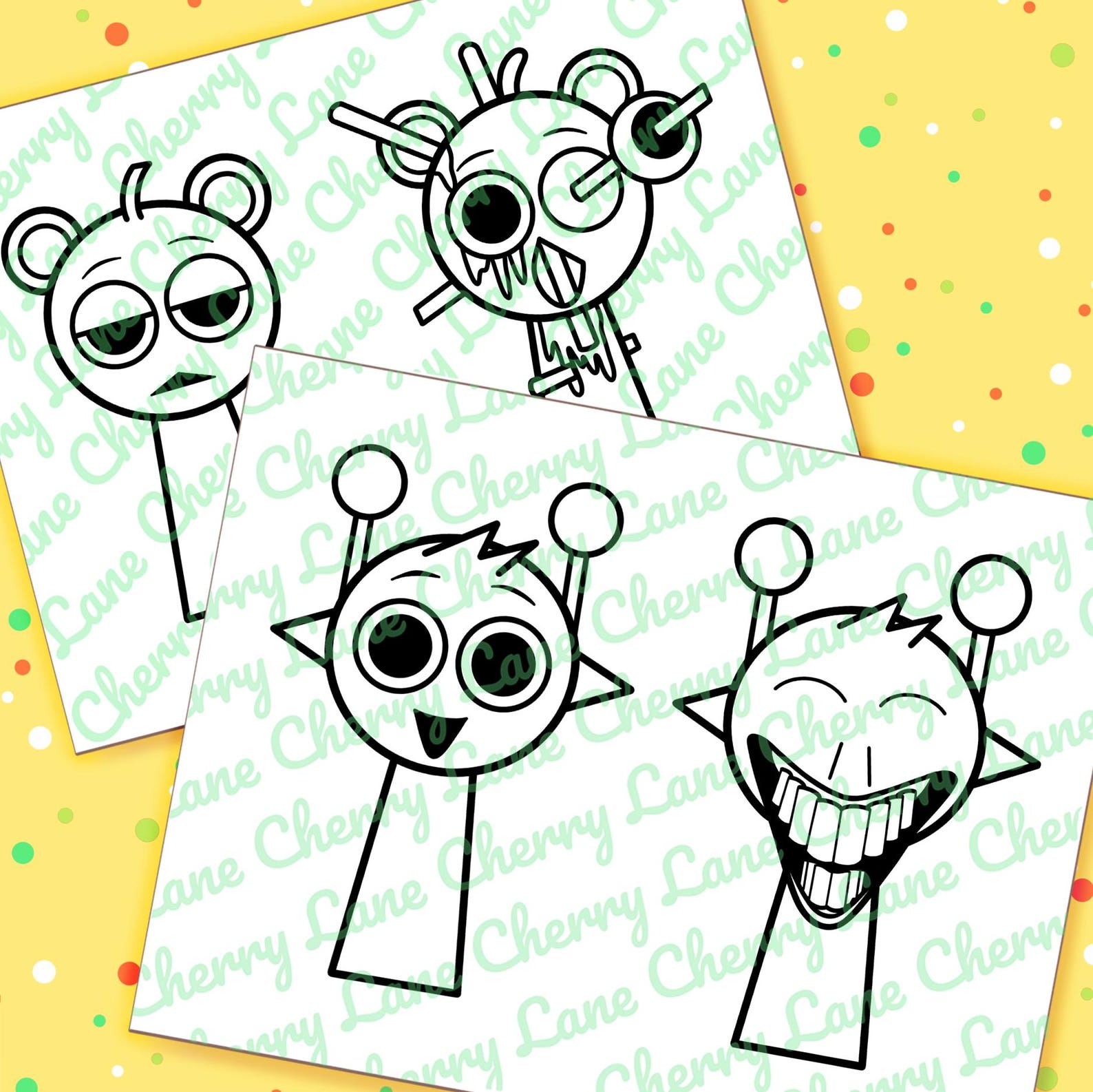 8 Sprunki Coloring Pages for Kids Oren Vineria Durple Simon Raddy ...