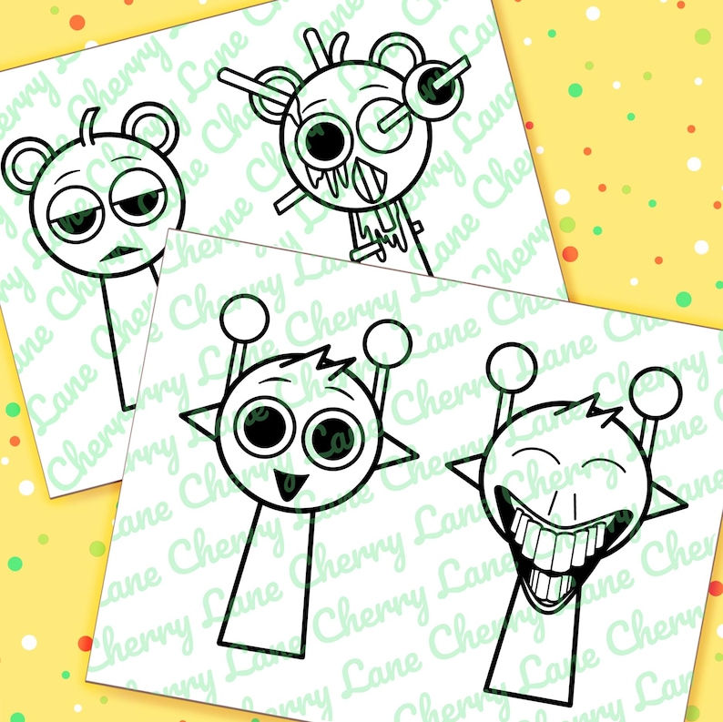 8 páginas para colorear de Incredibox Sprunki para niños Oren Vineria ...