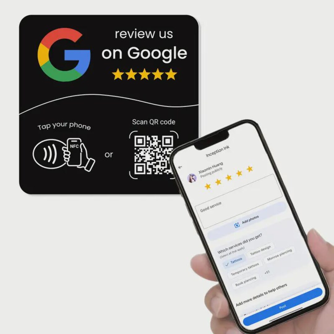 Google Review Plaque – NFC Tap & QR Code Sign to Boost Business Reviews ...
