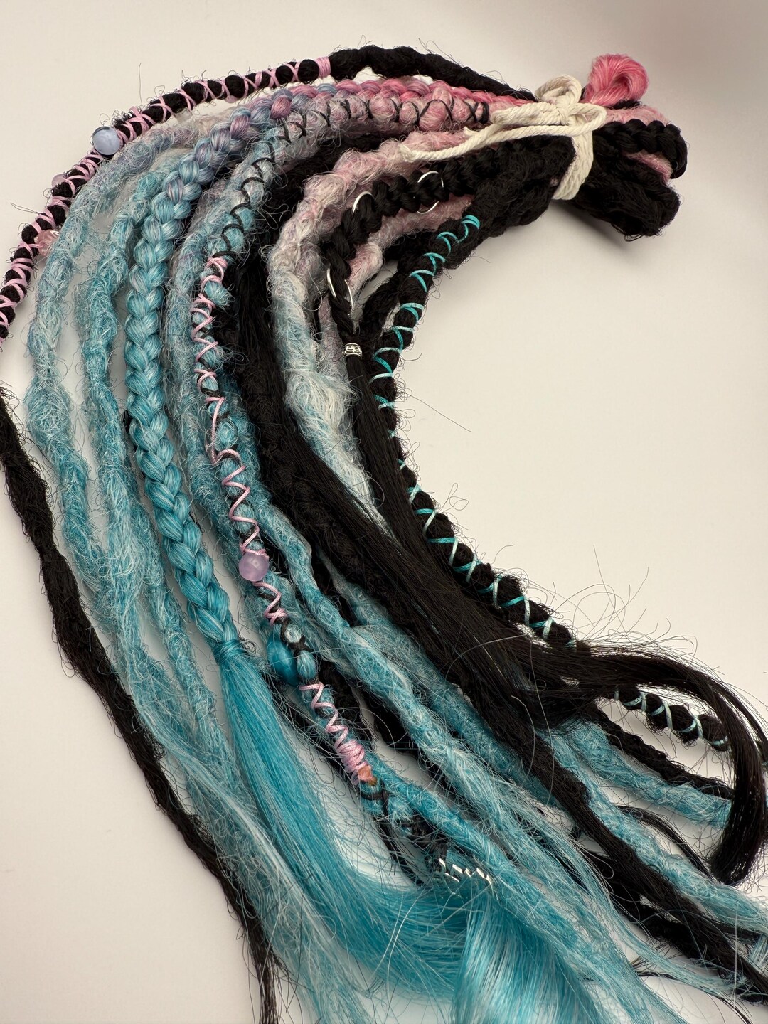 Galaxy Vibes Dreads – Black, Pastel Pink, and Blue Boho Dreadlocks ...