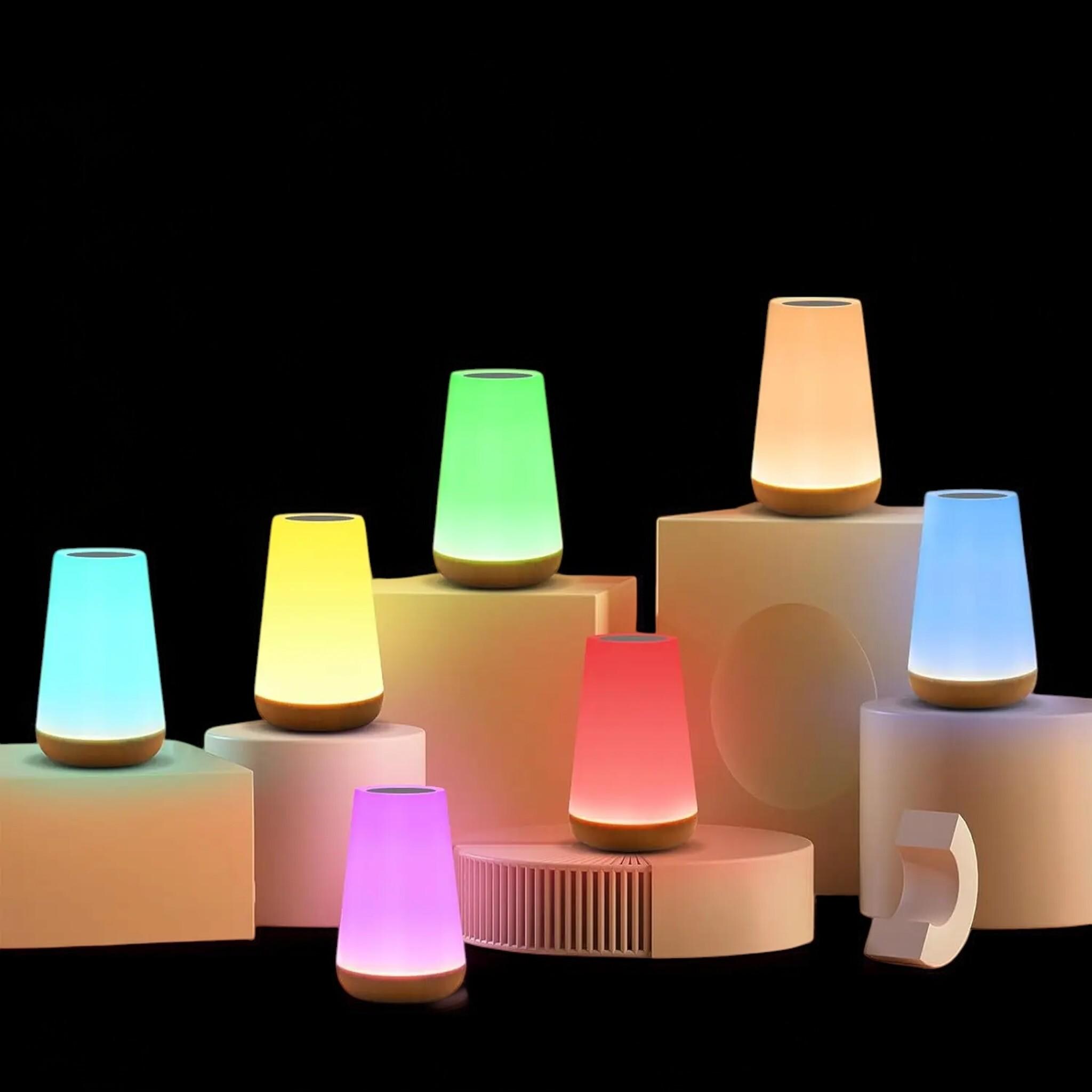 13 Color Changing Touch Table Lamp Dimmable RGB Night Light With Remote ...