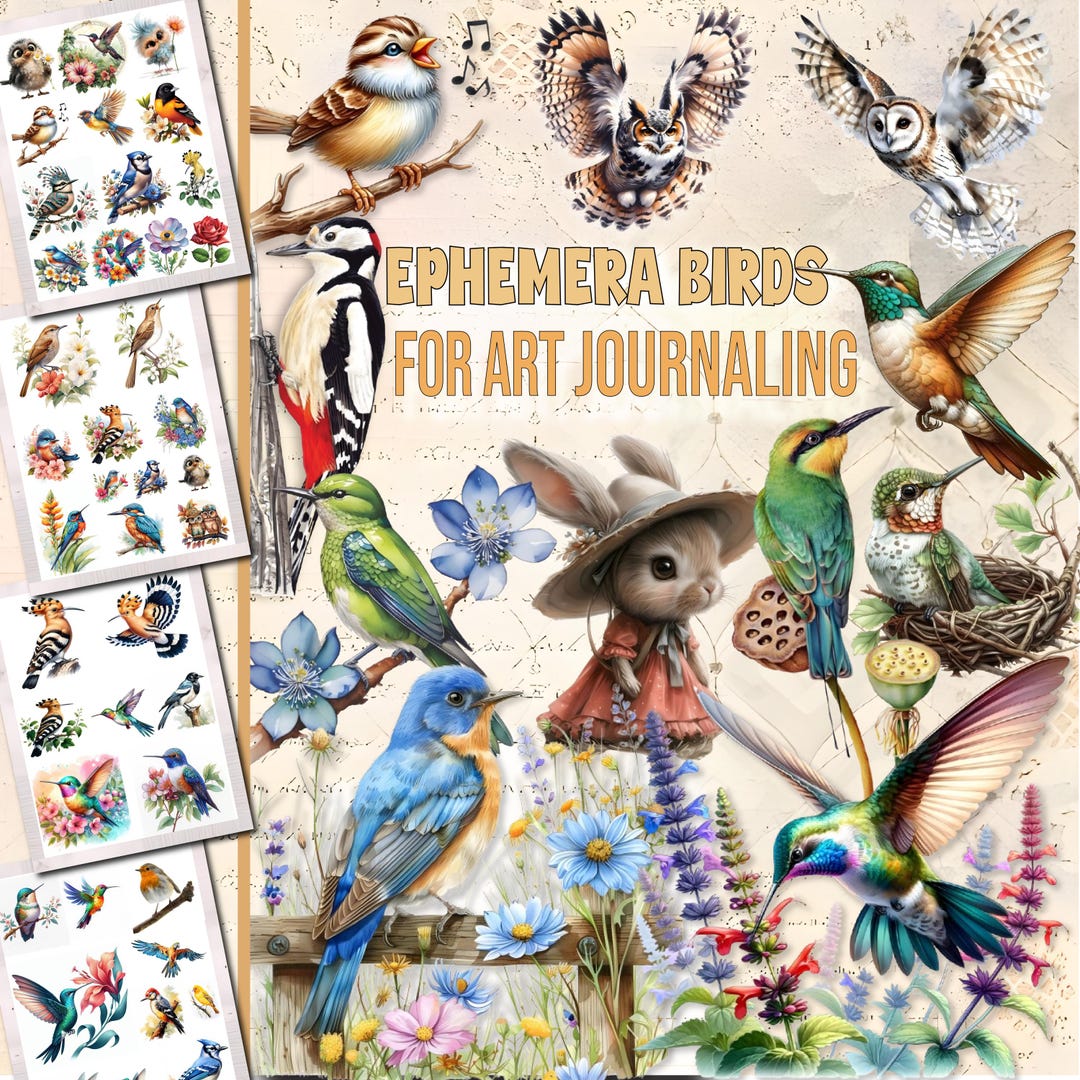 Vintage Bird Junk Journal Kit – Printable Antique Bird & Floral ...