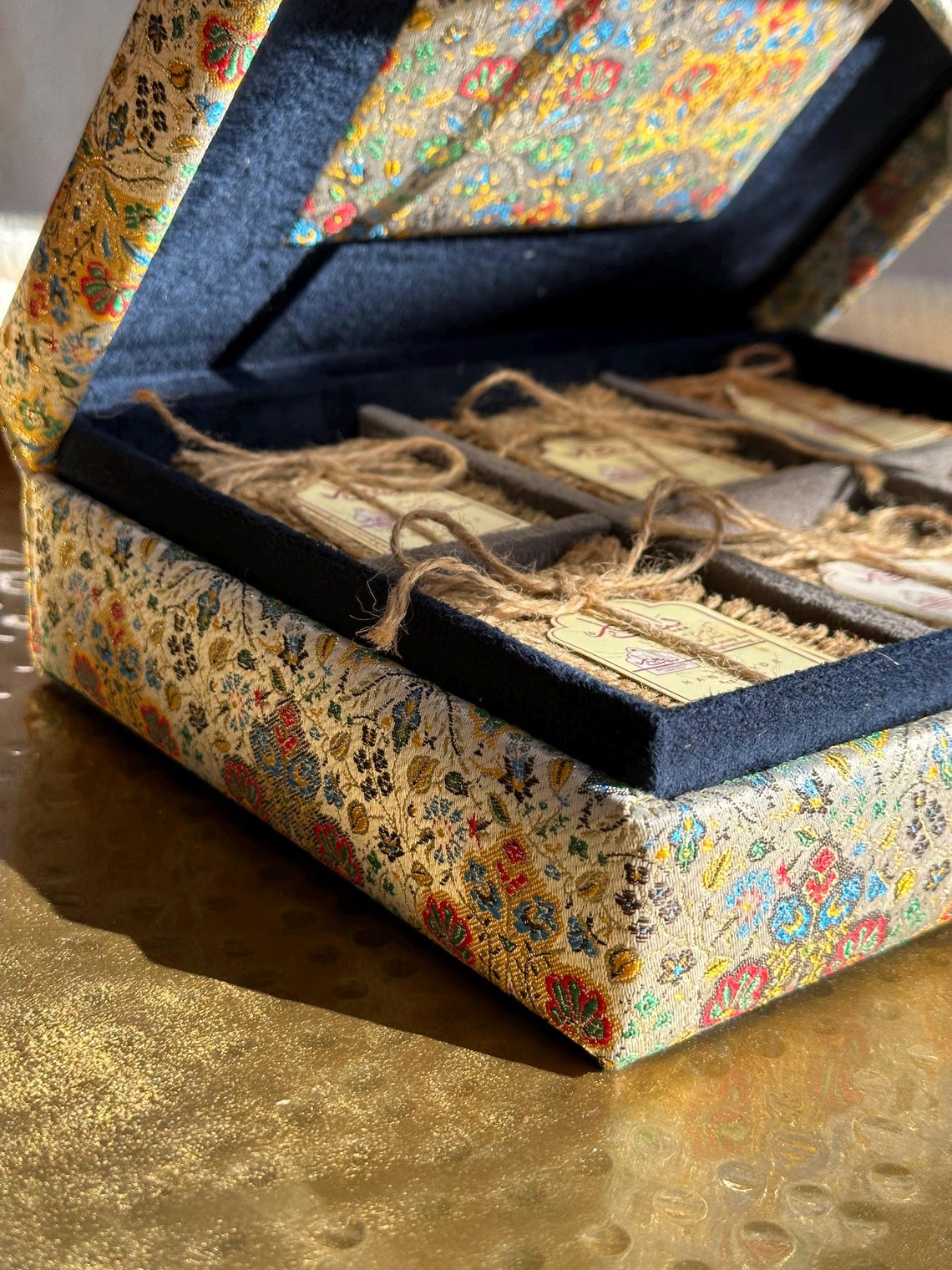 Luxury Handmade Brocade Box With Assorted Laurel Soap Bars - Golden - Etsy