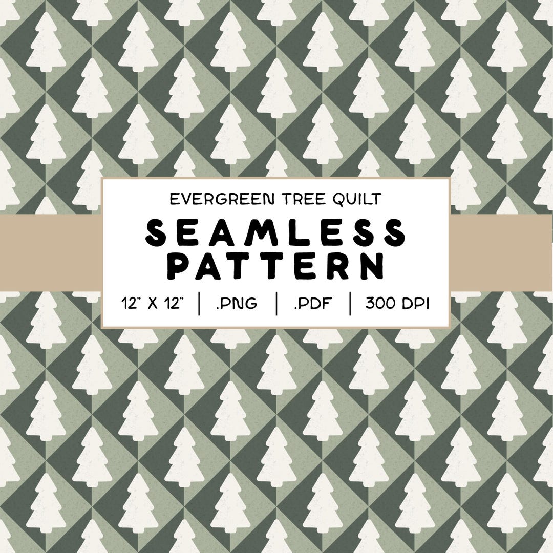 Christmas Evergreen Tree Quilt Seamless Pattern | Instant Digital ...