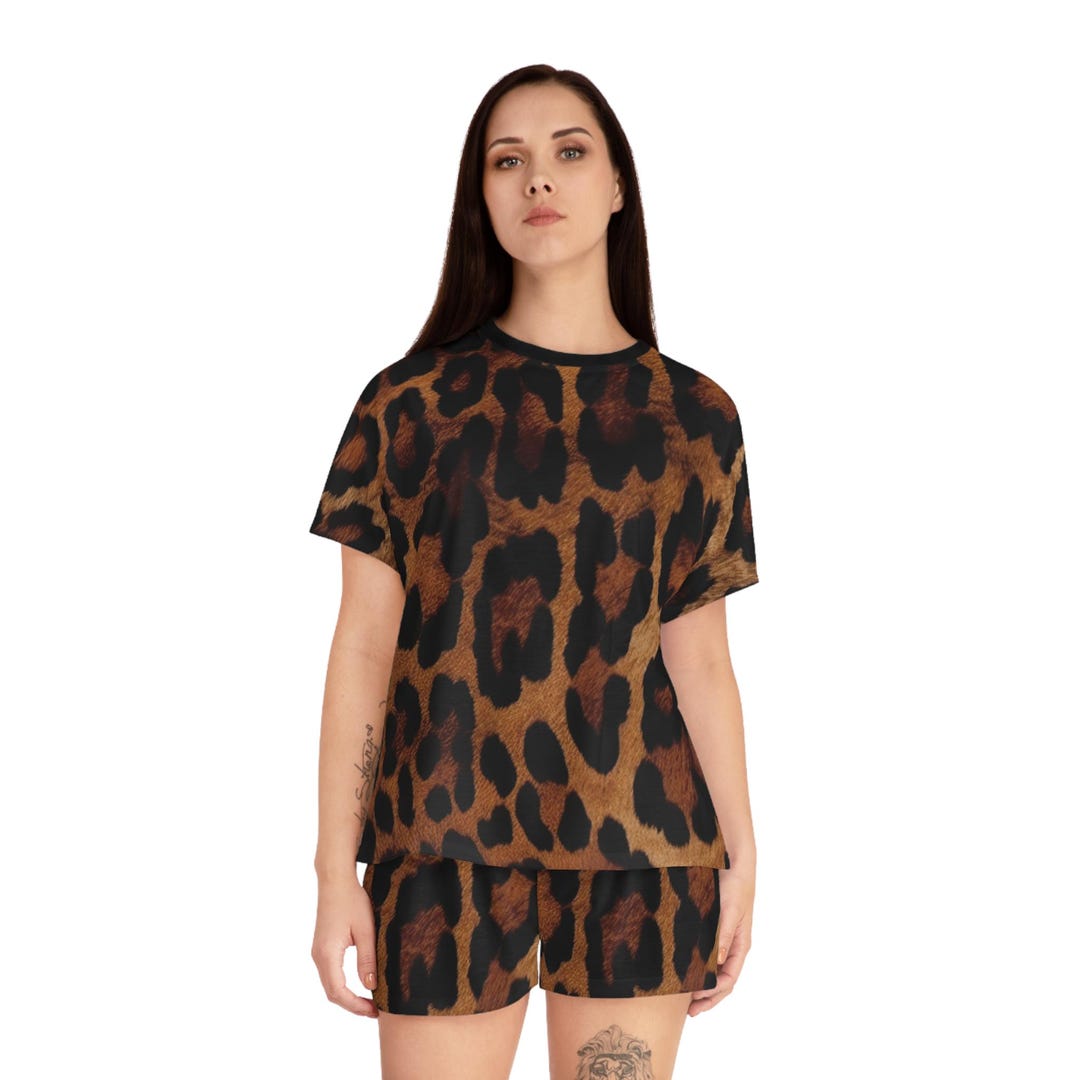 Leopard Print Women's Pajama Set - Comfy Ladies Leopard Sleepwear ...