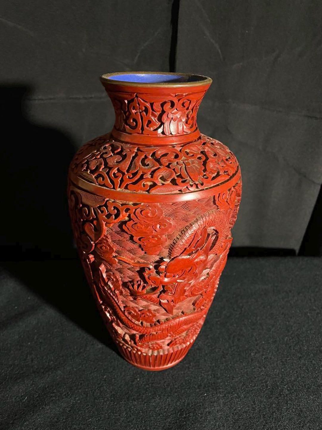 Vintage Japanese Copper & Lacquer Vase – Shu-urushi With Dragon Motif ...