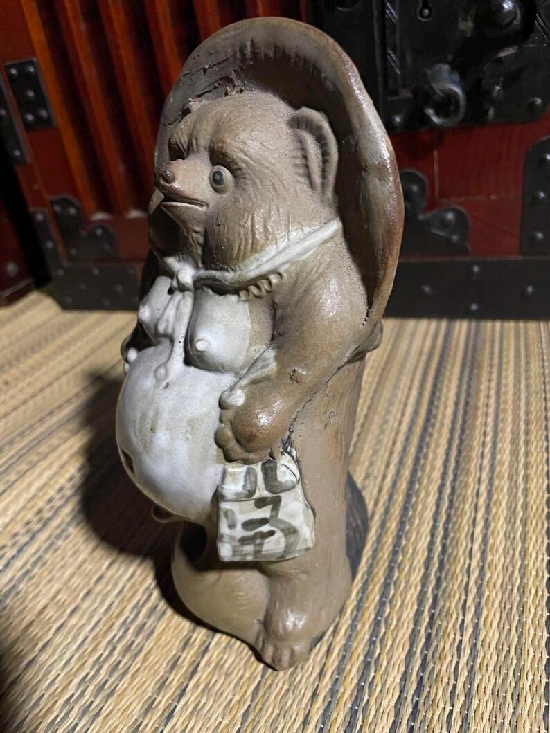 Vintage Shigaraki Tanuki Statue – Handmade Japanese Lucky Charm for ...