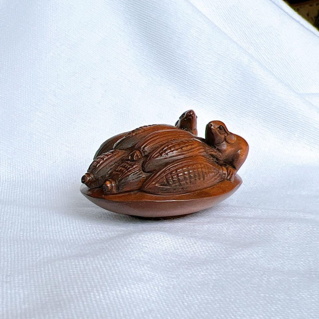 Antique Japanese Netsuke | Mouse With Corn Motif | Signed “ishikawa ...