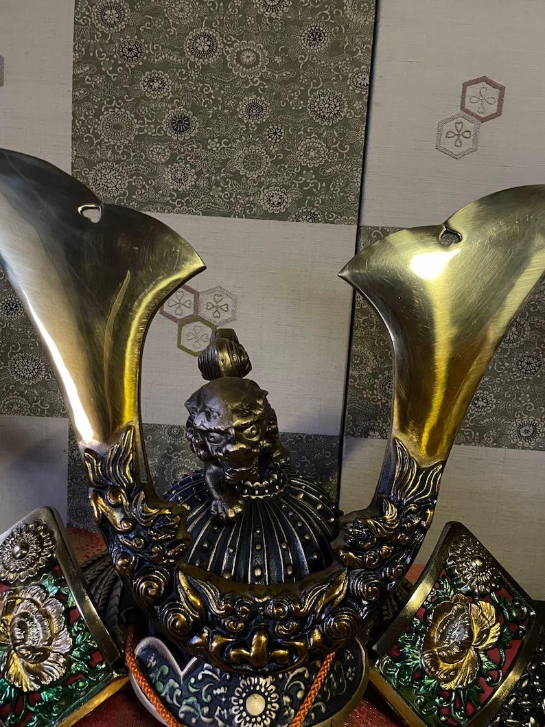 Vintage Japanese Shishi Kabuto Helmet – Cast Metal Boys’ Day Armor ...