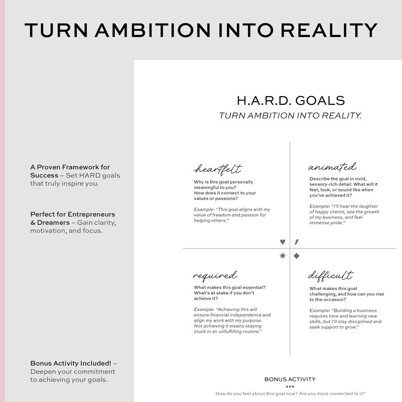 Goal Setting Template, Printable Worksheet, Achieve Big Dreams ...