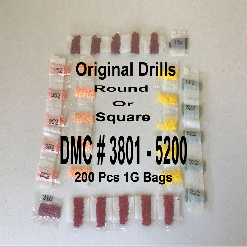 Diamond Painting Original Round or Square Drills DMC 3801-5200 Approx ...