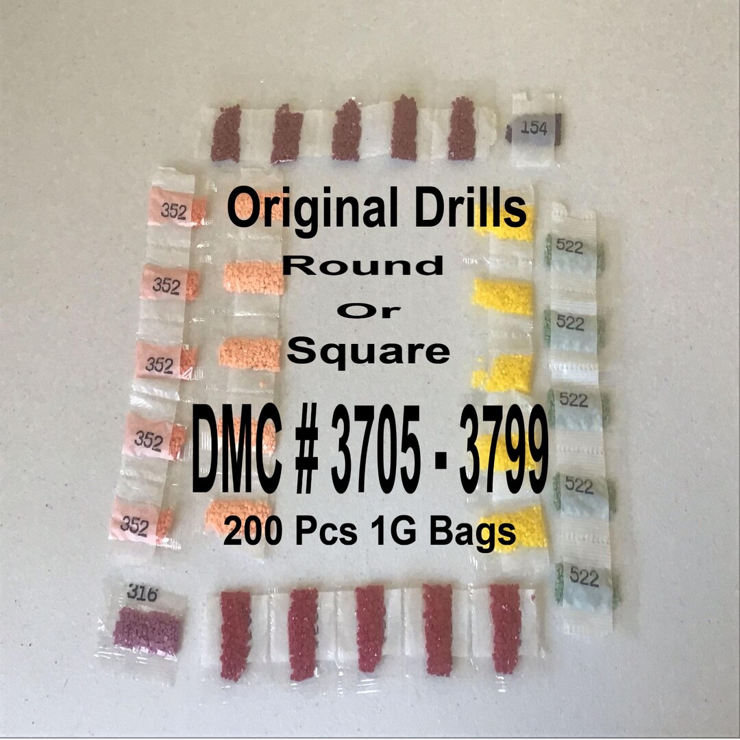 Diamond Painting Original Round or Square Drills DMC 3705-3799 Approx. 200 Drills Replacement ...