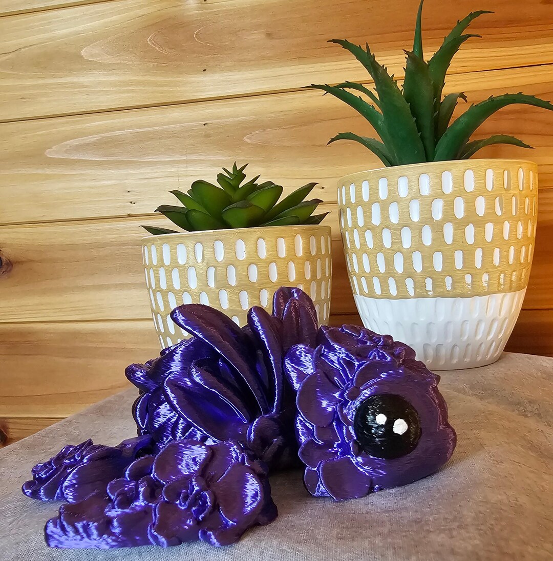 3D Printed Articulated Flower Turtle – Iridescent Purple, Movable Body ...