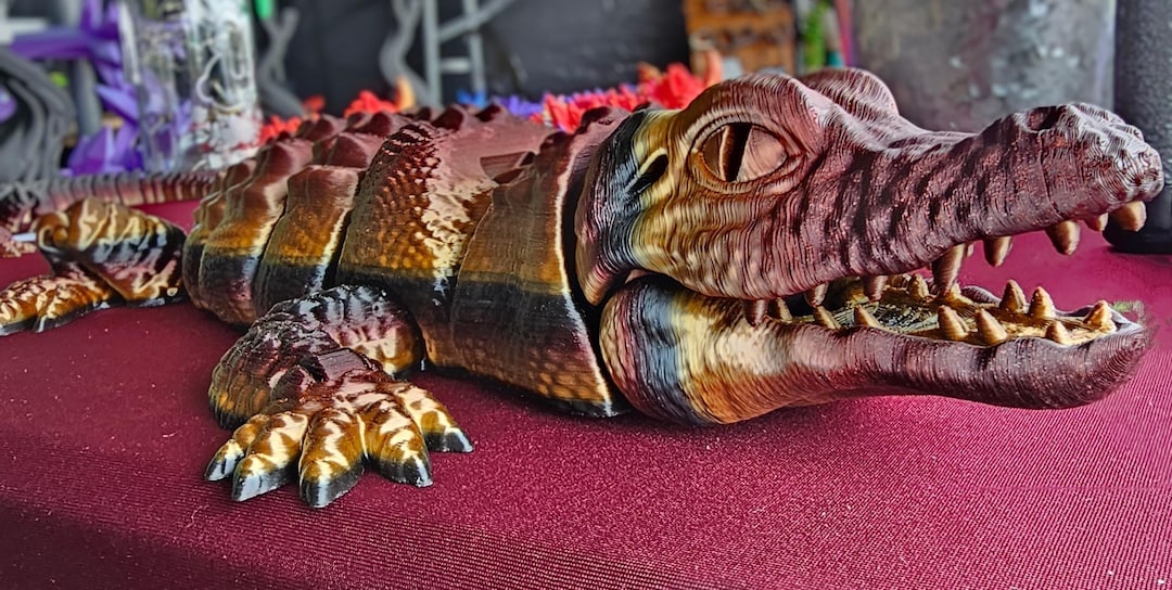 3D Printed Iridescent Copper Alligator: Articulated Reptile Fidget Toy ...