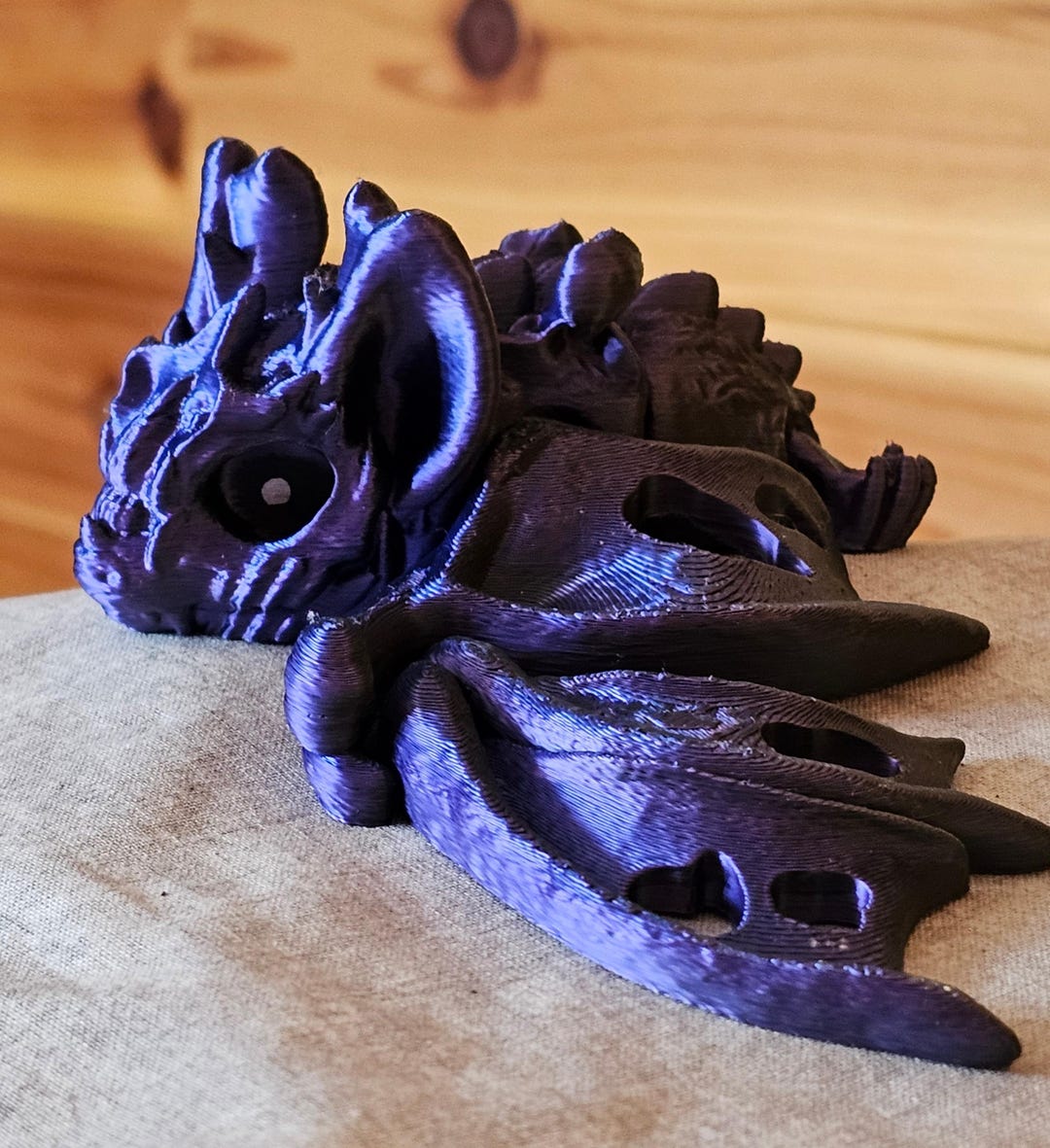 3D Printed Articulated Skeleton Bat: Iridescent Purple, Movable Wings ...