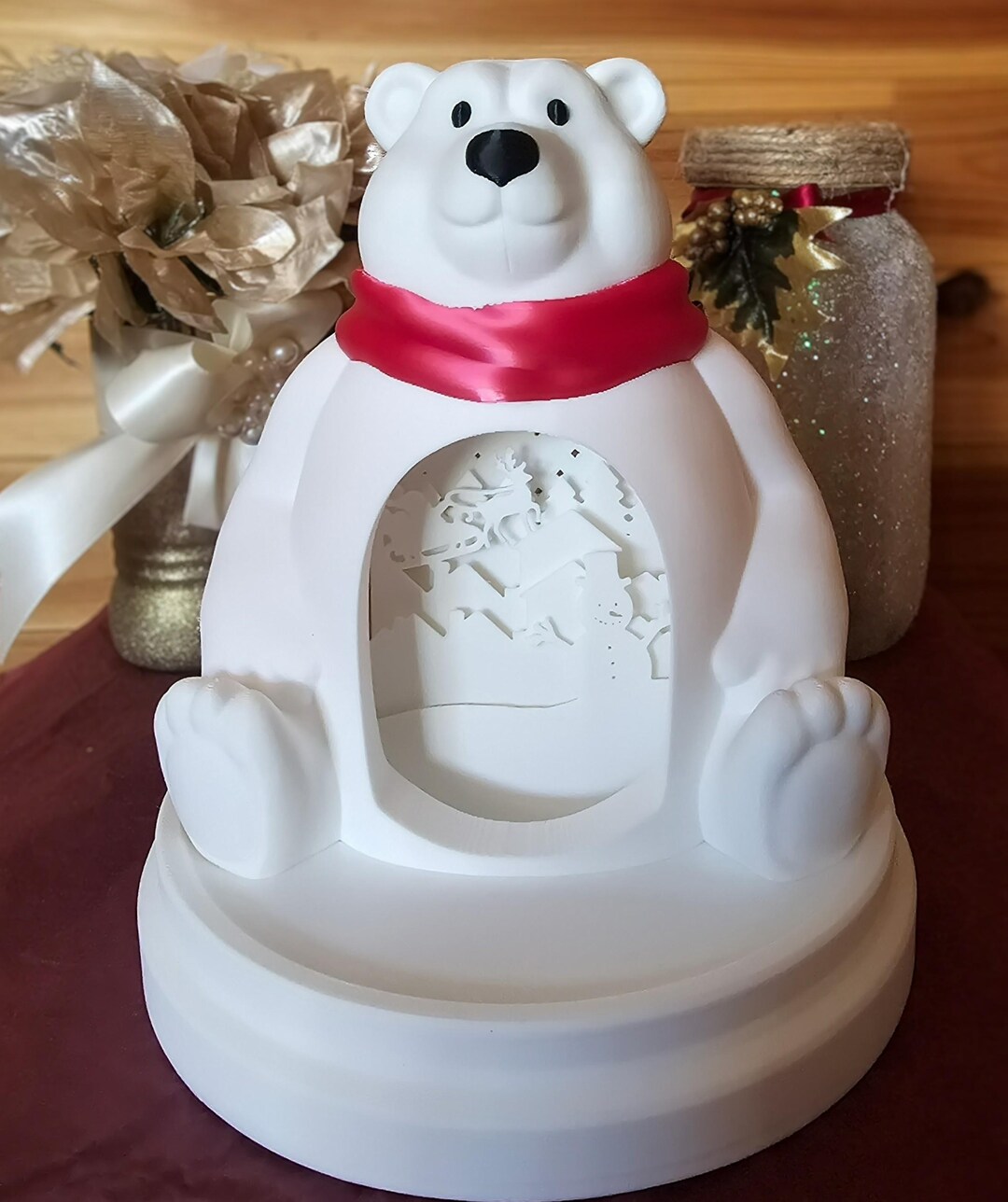 3D Printed Light-up Polar Bear Snow Globe | Layered Winter Scene ...