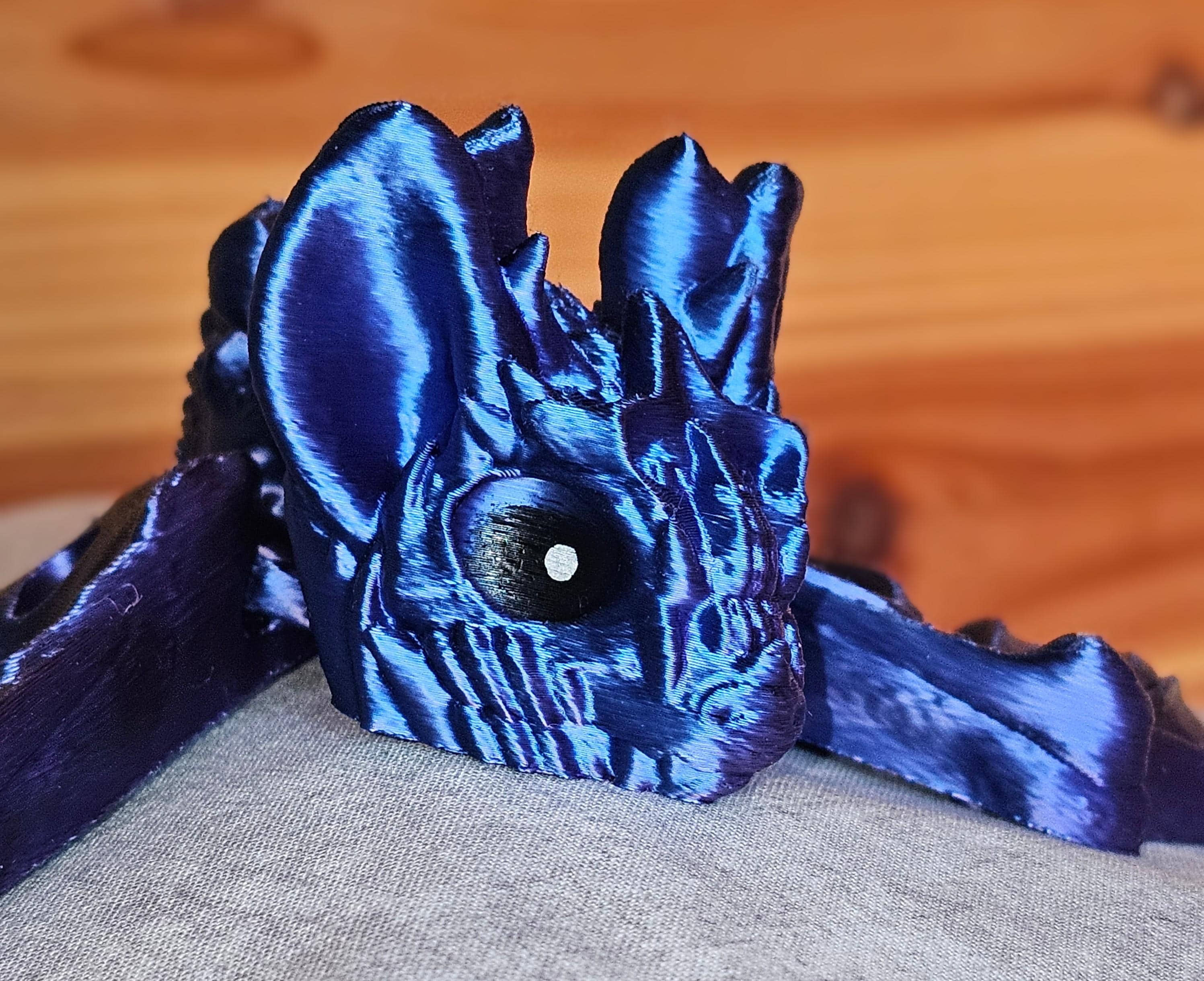 3D Printed Articulated Skeleton Bat: Iridescent Purple, Movable Wings ...