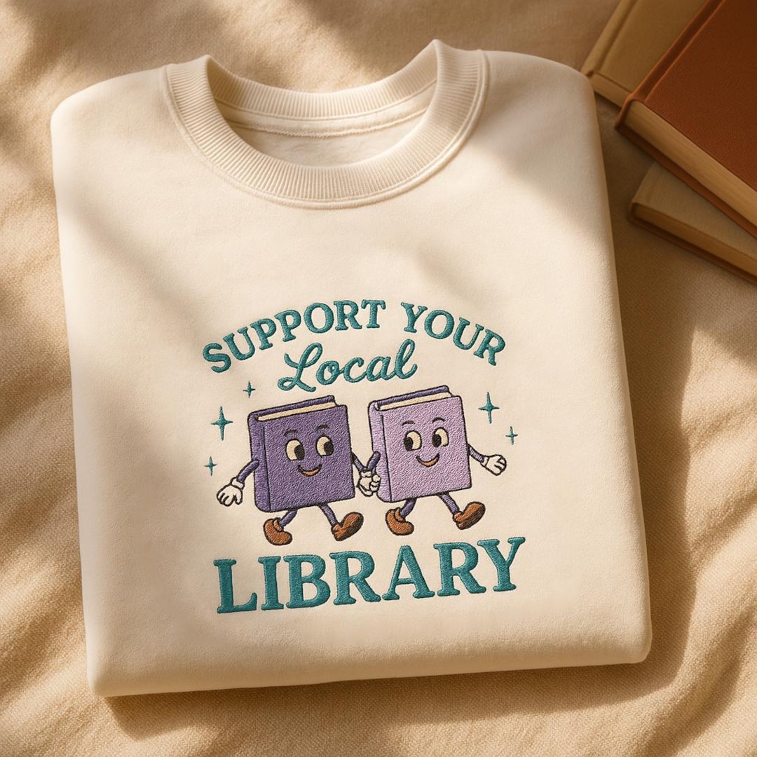 Support Your Local Library Embroidered Sweatshirt, Defend Public ...