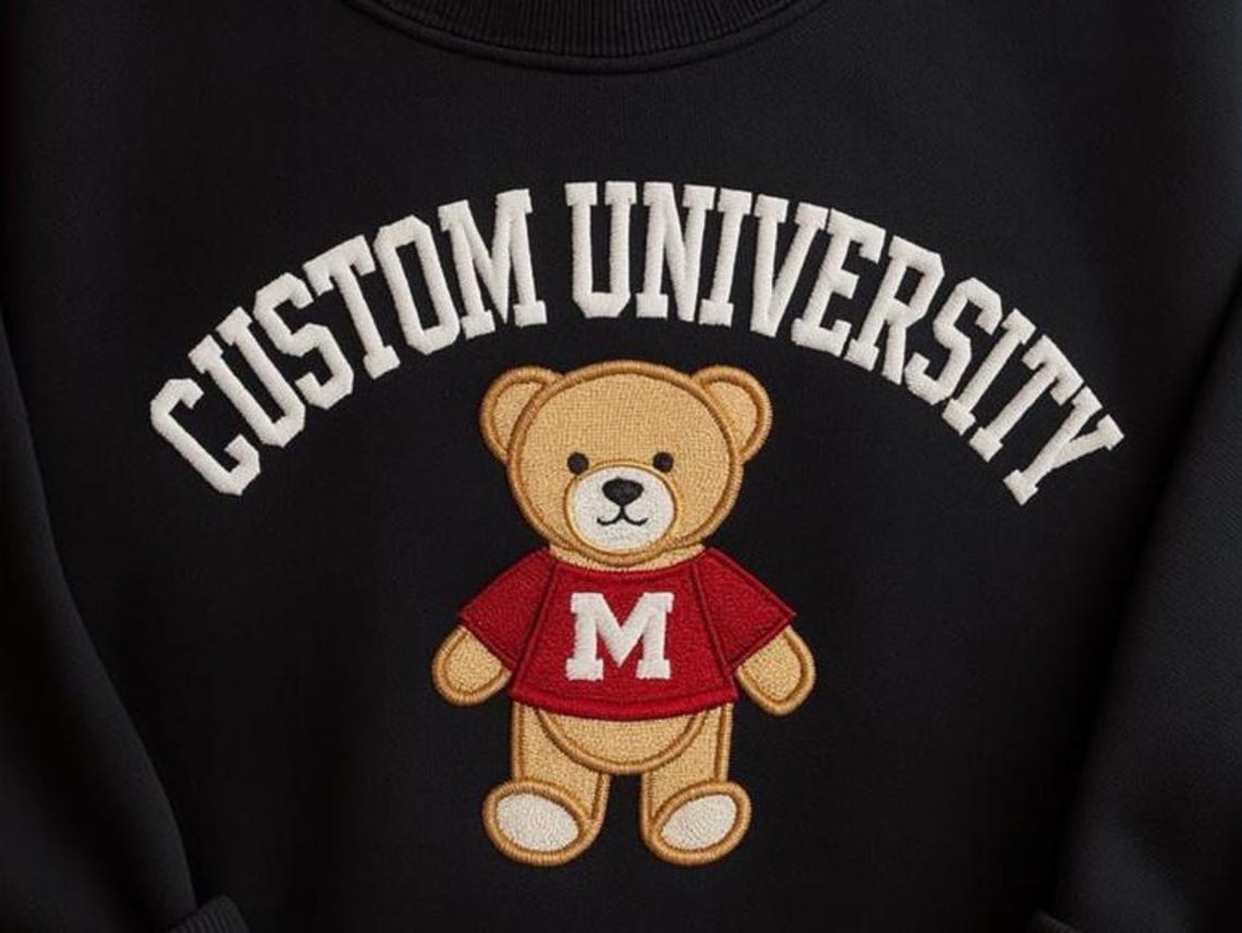 Custom College Teddy Bear Embroidered Sweatshirt, University of State ...