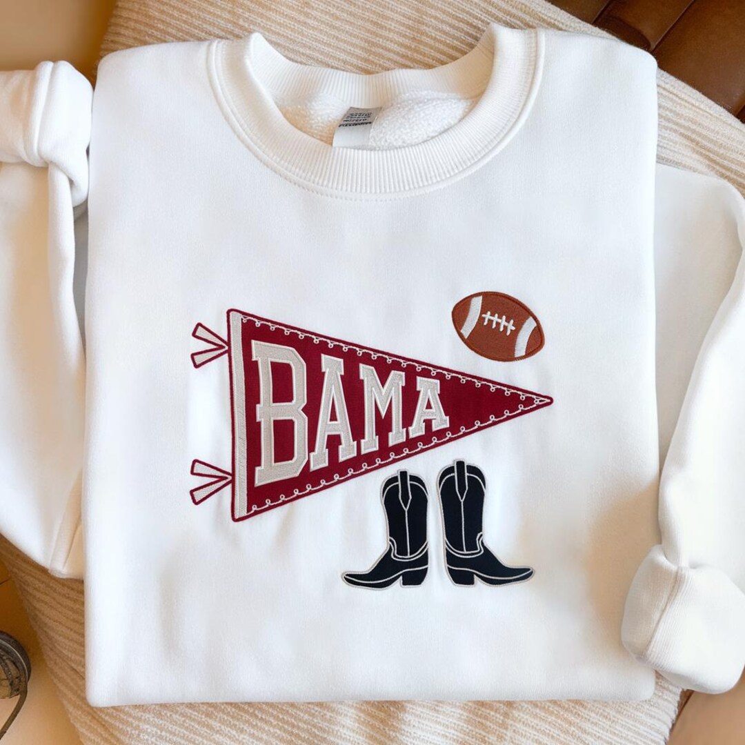 Custom Embroidered Pennant Sweatshirt With Team Name, Embroidered ...