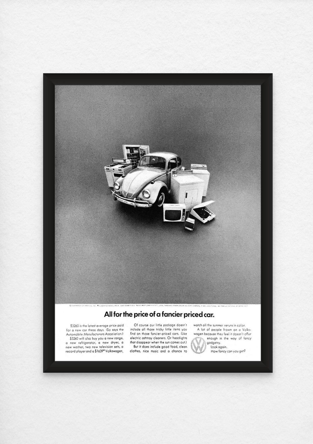 Vintage Volkswagen Poster Retro Classic Ad Print, Iconic VW Ads Wall ...